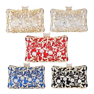 KALAIEN Crystal Clutch Rhinestone Evening Bag Women Purse for Prom Wedding Evening Handbag (Gold)