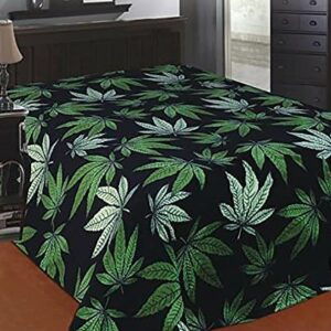 Home Must Haves Marijuana Leaf Fleece Plush Microfiber Super Soft Premium Warm Cozy Bed Blanket Throw, Black/Green, King (BLNK-Marijuana-King)