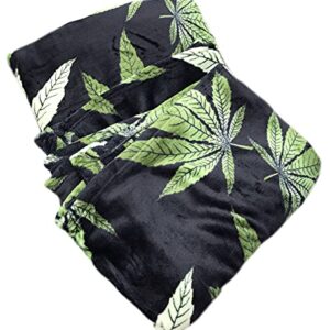 Home Must Haves Marijuana Leaf Fleece Plush Microfiber Super Soft Premium Warm Cozy Bed Blanket Throw, Black/Green, King (BLNK-Marijuana-King)