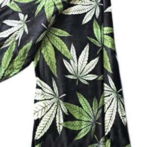 Home Must Haves Marijuana Leaf Fleece Plush Microfiber Super Soft Premium Warm Cozy Bed Blanket Throw, Black/Green, King (BLNK-Marijuana-King)