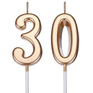 30th birthday candles cake number candles happy birthday cake candles topper decoration for birthday wedding anniversary celebration favor, champagne gold