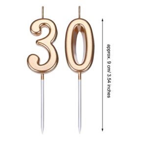 30th Birthday Candles Cake Number Candles Happy Birthday Cake Candles Topper Decoration for Birthday Wedding Anniversary Celebration Favor, Champagne Gold