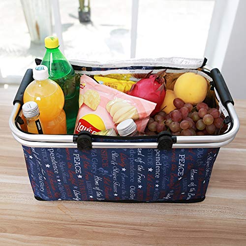 Anntool 29 L Large Picnic Basket, Insulated Cooler Bag, Folable Picnic Basket with Lid & Comforatble Handles, Shopping Travel Camping Grocery Bags