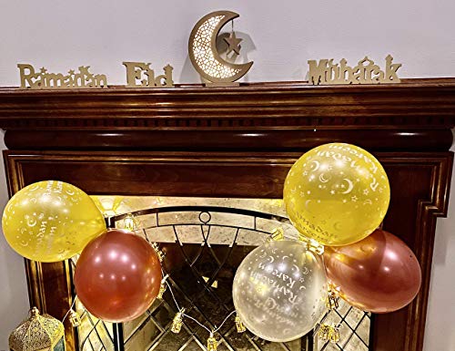 Ramadan Eid Mubarak Moon Star Desktop Shelf Table top Decoration for Home Office Classic Decor Products (Ramadan + Eid + Mubarak)