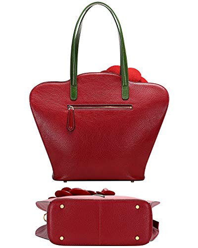 PIJUSHI Designer Floral Purses and Handbags for Women Top Handle Satchel Handbag Ladies Shoulder Bag（20105 Red）