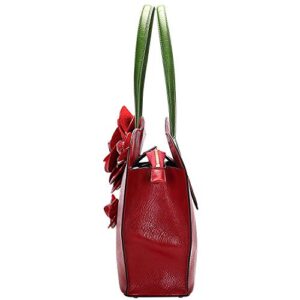 PIJUSHI Designer Floral Purses and Handbags for Women Top Handle Satchel Handbag Ladies Shoulder Bag（20105 Red）