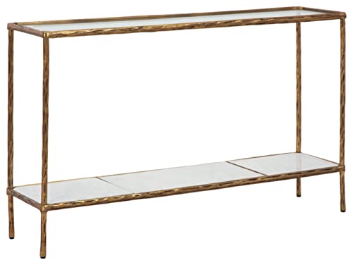 Signature Design by Ashley Ryandale Modern Console Sofa Table, Antique Brass Finish