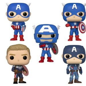 POP Funko Marvel: Year of The Shield - Captain America Through The Ages 5 Pack, Amazon Exclusive, Multicolor, (55482)