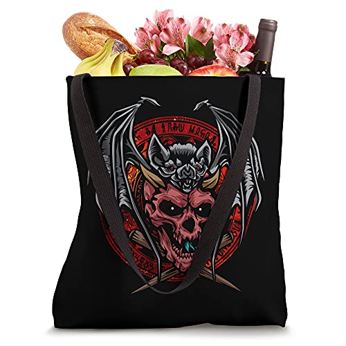 Vampire Bat and Demon Skull Gothic Horror Occult Halloween Tote Bag