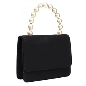 women velour clutch purses, elegant pearl handbag evening clutch bag for women wedding cocktail party clutch wallets (black)