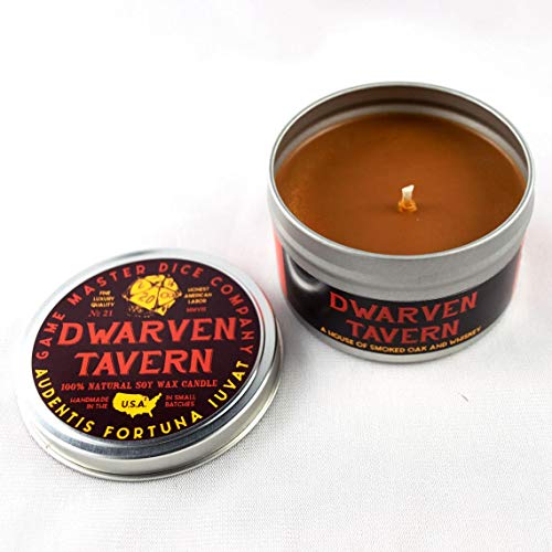 Dwarven Tavern Gaming Candle Soy Camping Whiskey Smoke Candle 1.4 oz. Geek Gift for Tabletop RPG DND Gamer