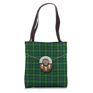 scottish clan gordon tartan plaid with sporran tote bag