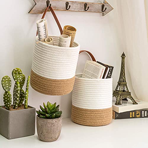 Goodpick Hanging Rope Basket Boho Wall Decor Set (Set of 2)