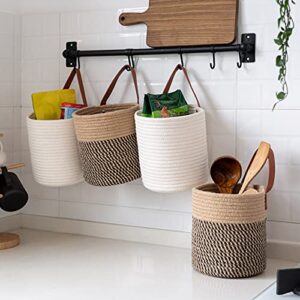 goodpick woven hanging rope basket set (set of 2)