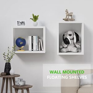 Floating Wall Cube Shelves,Deep in 9.45" Large White Shelf For Wall Storage,Floating Bookshelf,Box Shelf Wall Mounted,Cubby Storage Organizer for Bedroom,Bathroom, Living Room, Kitchen,Office(White)