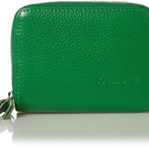 KALMOR Wallets for Women Leather Double Zipper RFID Blocking Purse with Coin Pocket, Green, 4. 25” x 3. 0” x 1.5”