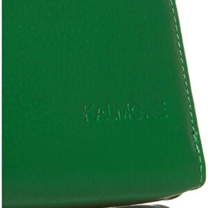 KALMOR Wallets for Women Leather Double Zipper RFID Blocking Purse with Coin Pocket, Green, 4. 25” x 3. 0” x 1.5”