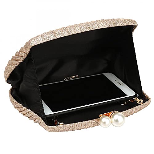 Women Clutch Purses, Elegant Pearl Evening Clutch Bag for Women Wedding Cocktail Party Handbag Clutch Wallets (Black)