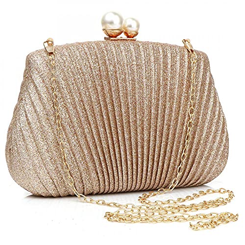 Women Clutch Purses, Elegant Pearl Evening Clutch Bag for Women Wedding Cocktail Party Handbag Clutch Wallets (Black)