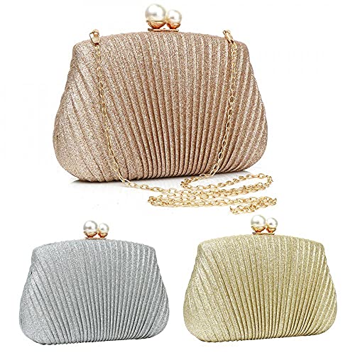 Women Clutch Purses, Elegant Pearl Evening Clutch Bag for Women Wedding Cocktail Party Handbag Clutch Wallets (Black)