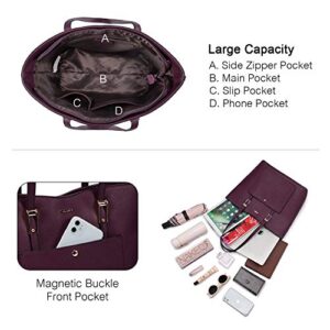 Handbags for Women Fashion Tote Bags Shoulder Bag Top Handle Satchel Purse Set 3pcs T-Purple