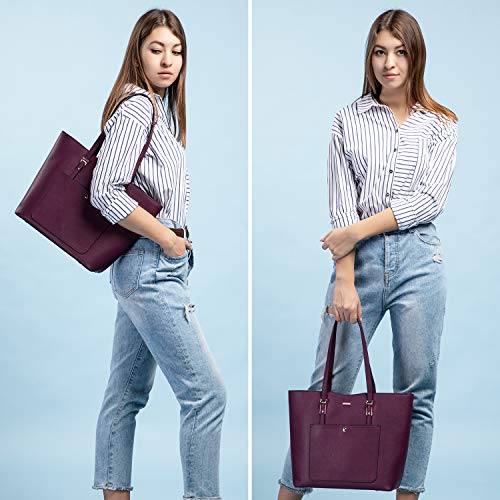 Handbags for Women Fashion Tote Bags Shoulder Bag Top Handle Satchel Purse Set 3pcs T-Purple