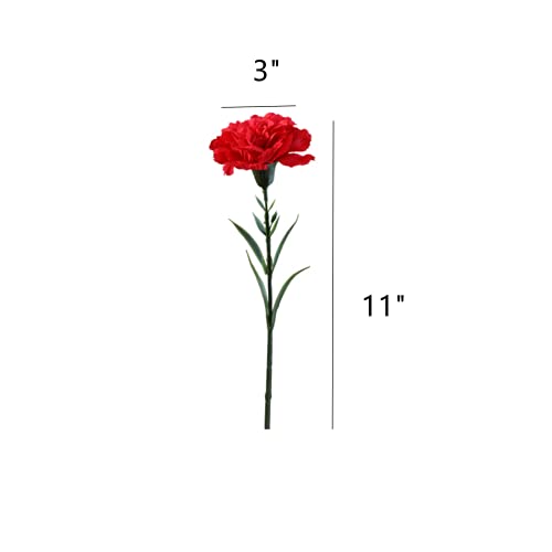 11“Bouquets 10 Stem Carnations,Outdoor UV Resistant No Fade Artificial Flower,Mini Carnation Silk Petals Fake Flowers Forever Plants for Photo Props Home Party and Wedding Holding Flowers- Light red