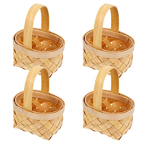 YARNOW 4pcs Wicker Basket with Handles Simple Hand- Woven Baskets Handwoven Basket for Fall Decor, Picnics, Gifts, Home Decor