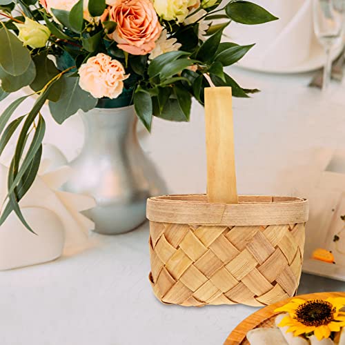 YARNOW 4pcs Wicker Basket with Handles Simple Hand- Woven Baskets Handwoven Basket for Fall Decor, Picnics, Gifts, Home Decor