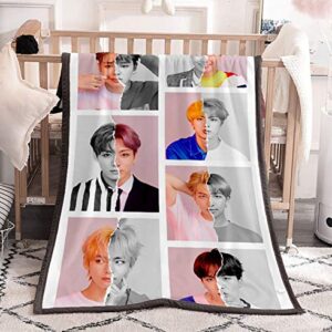 Dolpind Kpop Blanket Love Yourself Flannel Throws Blankets SUGA Jimin V Jungkook Rap Blankets Merchandise