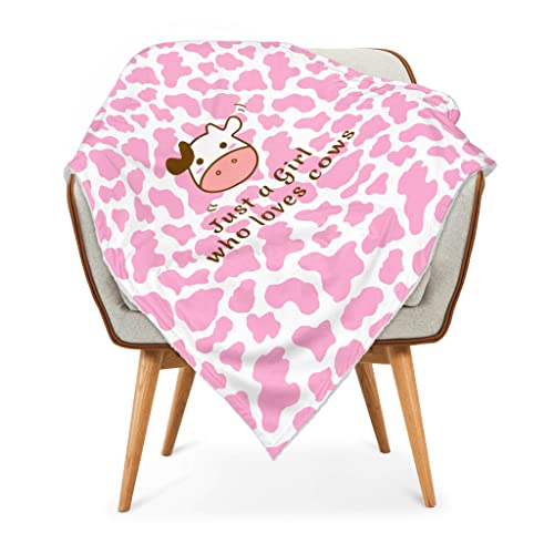 Cow Print Blanket Pink Super Soft Lightweight Throw Blanket for Couch Sofa Bed Decoration 40" x 50"