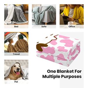 Cow Print Blanket Pink Super Soft Lightweight Throw Blanket for Couch Sofa Bed Decoration 40" x 50"