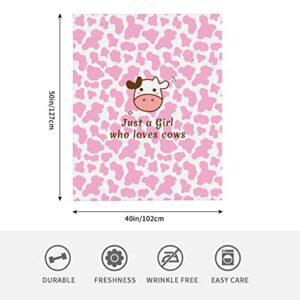 Cow Print Blanket Pink Super Soft Lightweight Throw Blanket for Couch Sofa Bed Decoration 40" x 50"