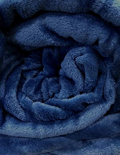 Home Must Haves Ultra Soft Lightweight Fleece Microfiber Full Size Warm Cozy Plush Premium Bed Throw Blanket, Navy Flannel