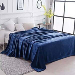 Home Must Haves Ultra Soft Lightweight Fleece Microfiber Full Size Warm Cozy Plush Premium Bed Throw Blanket, Navy Flannel