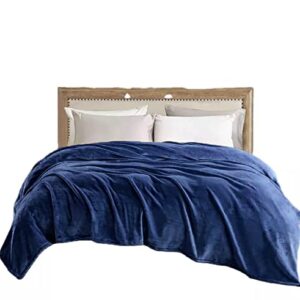 Home Must Haves Ultra Soft Lightweight Fleece Microfiber Full Size Warm Cozy Plush Premium Bed Throw Blanket, Navy Flannel