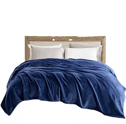 Home Must Haves Ultra Soft Lightweight Fleece Microfiber Full Size Warm Cozy Plush Premium Bed Throw Blanket, Navy Flannel