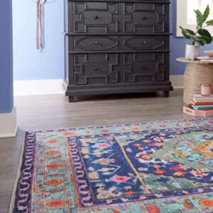 Unique Loom Revival Collection Traditional Medallion Border Blue/Teal Area Rug (7' 6 x 10' 6)