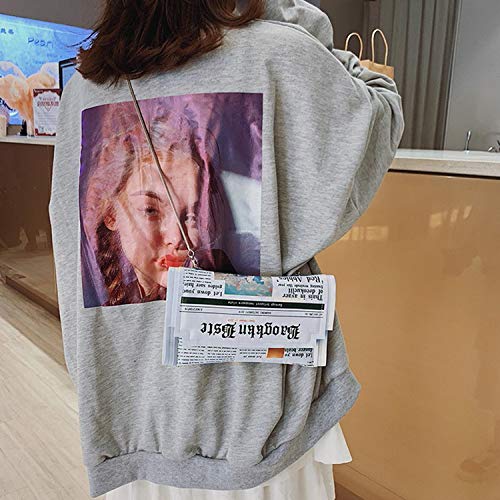 KUANG! Women Novelty Newspaper Evening Handbag Clutch Crossbody Bag Envelope Purse Chain Shoulder Bag for Ladies