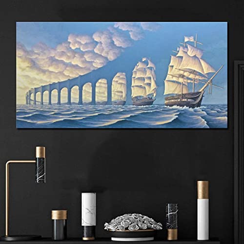 zhoubj Rob Gonsalves Sun Sets Sail Poster Decorative Painting Canvas Wall Art Living Room Posters Bedroom Painting 12x24inch(30x60cm) ZF