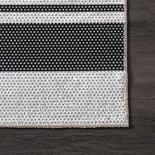 nuLOOM Lena Machine Washable Striped Area Rug, 5' x 8', Grey