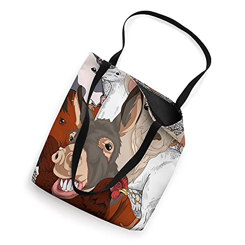 Farmer Donkey Goat Chicken Pig Horse Funny Farm Animals Tote Bag