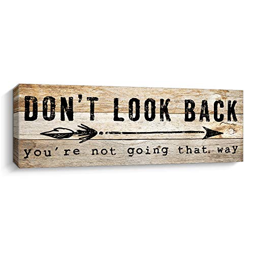 Pigort Inspirational Wall Art - Don’t Look Back - Quote & Saying Art Painting, Motto Print Canvas Picture，Motivational Wall Art for Office or Living Room Home Decor (Yellow)