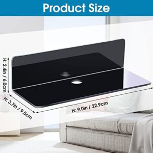 8 Pieces Acrylic Floating Wall Shelves 9 Inches Adhesive Floating Shelf Screwless Shelves Hanging Shelves Small Self Adhesive Display Shelf for Smart Speaker, Action Figures, Security Cameras (Black)