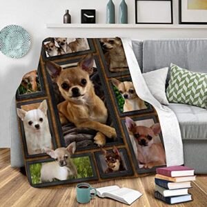 ChriHome Flannel Blanket 3D Chihuahua Dog Blanket Soft Plush Bedding Sofa Couch Throw Blanket Cozy Home Decor Blankets (60'' x 50'')