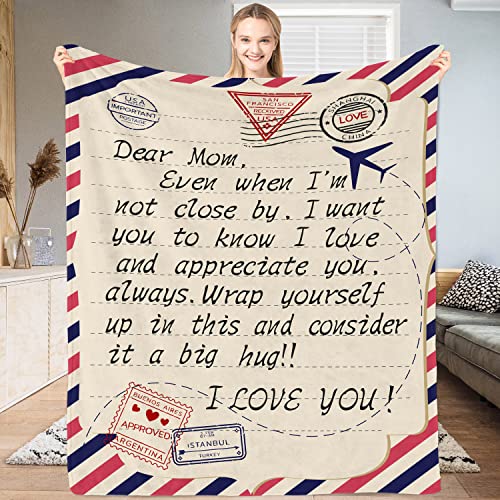 Valporia Gifts for Mom from Daughter/ Son Mom Gifts for Birthday from Husband Presents for Mom Who Has Everything Fuzzy Fleece Blanket with Letter Warm Soft