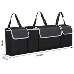 KLEVERISE Car Trunk Hanging Organizer, Backseat Storage Bag 3 Adjustable Shoulder Straps Foldable Car Trunk Grocery Organizer Accessories for Car SUV Van