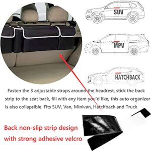 KLEVERISE Car Trunk Hanging Organizer, Backseat Storage Bag 3 Adjustable Shoulder Straps Foldable Car Trunk Grocery Organizer Accessories for Car SUV Van