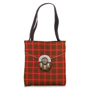 scottish clan bruce tartan plaid with sporran tote bag