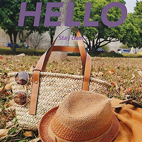 JAYAVENTURA Small Straw Basket Bag for Women PU Leather Strap Raffia Woven Tote for Summer Beach